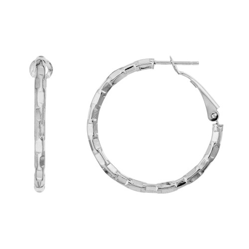 Brick Hoop Earrings with Omega Back - Midas Chain