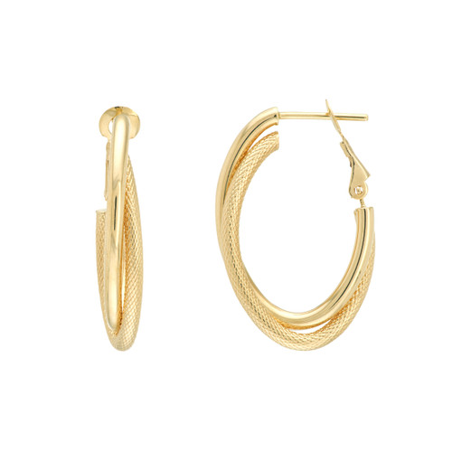 Oval Twist Hoop Earrings with Omega Back - Midas Chain
