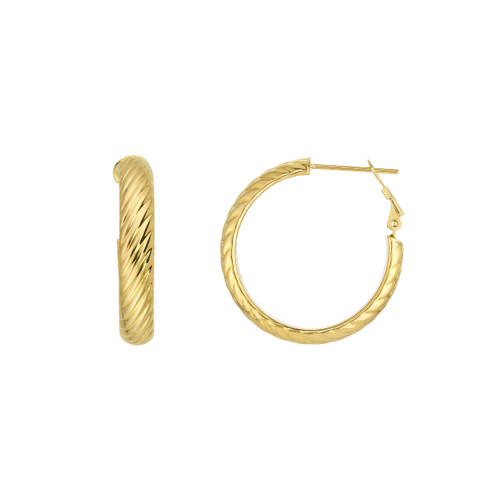 Textured Hoop Earrings with Omega Back - Midas Chain