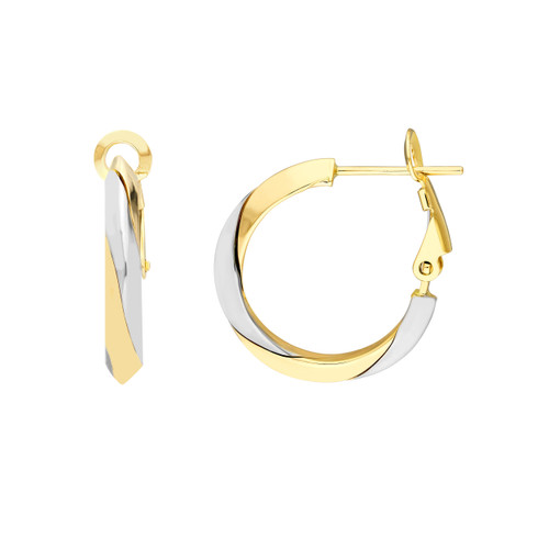 Two-Tone Knife Edge Omega Back Hoops - Midas Chain