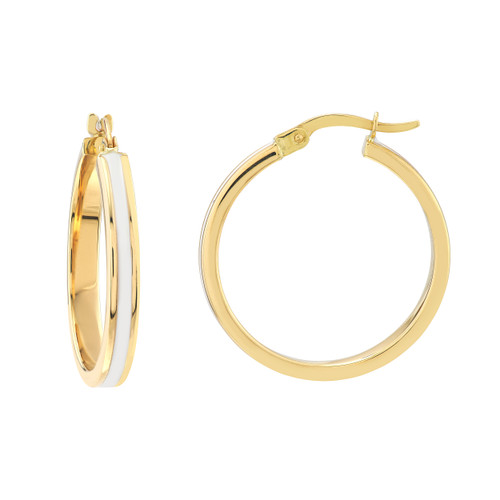 Large White Enamel Round Hoops - Midas Chain