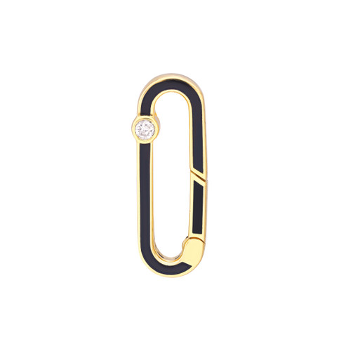 1/20tcw Diamond Black Enamel Oblong Push Lock - Midas Chain