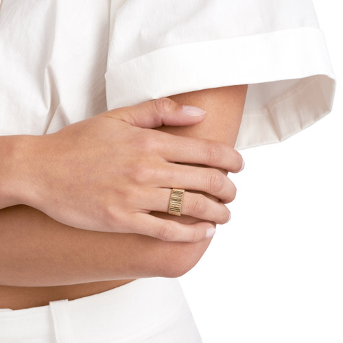 Ribbed Cigar Wide Band Ring - Midas Chain