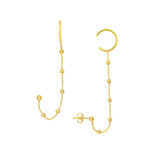 Saturn Chain Drape Earrings with Ear Cuff - Midas Chain