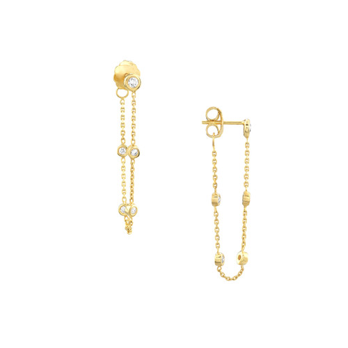 Bezel Diamond Chain Front-to-Back Earrings - Midas Chain