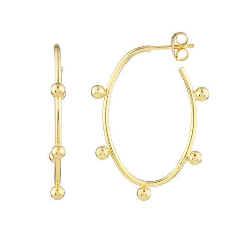 Oval Beaded Wire Post Hoops - Midas Chain