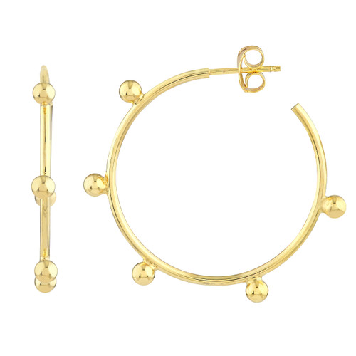Round Beaded Wire Post Hoops - Midas Chain