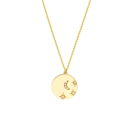 Diamond Moon & Stars Medallion Necklace - Midas Chain