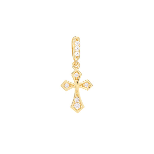 Pointed Edge Mini CZ Cross Pendant - Midas Chain