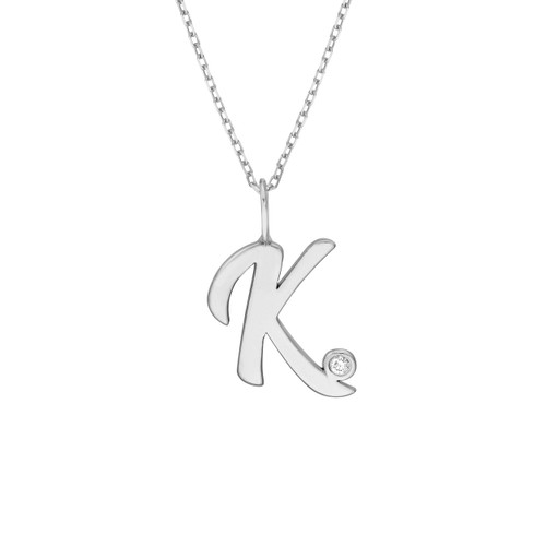 Script 'K' Diamond Bezel Necklace - Midas Chain