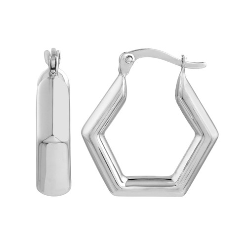 Sterling Silver Pentagon Hoop Earrings - Midas Chain