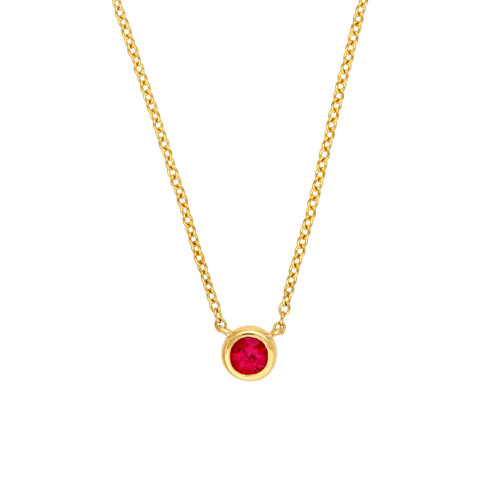 3mm Ruby Stone Bezel Necklace - Midas Chain