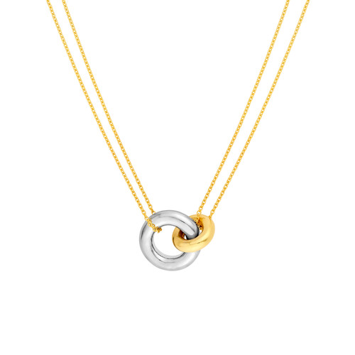 Two Tone Double Chain Interlocking Circle Necklace - Midas Chain