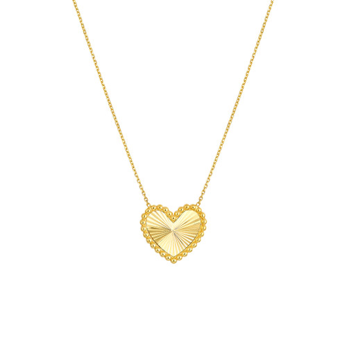 Beaded Border Radiant Heart Necklace - Midas Chain