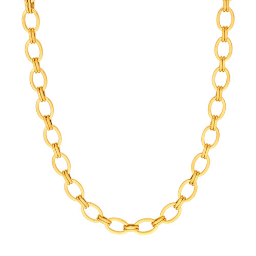 Hollow Oval & Double Link Chain – 14K Gold Statement Chain | Midas Chain