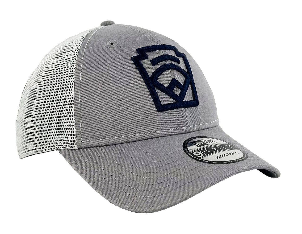 New Era 9Forty Gray Trucker Navy Keystone Logo Adjustable Cap - Little ...