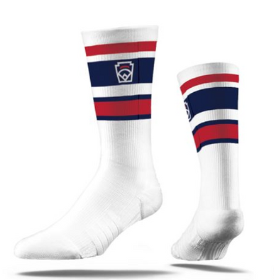 Little League Keystone Logo Brand Stripe Crew Sock - Little League ...