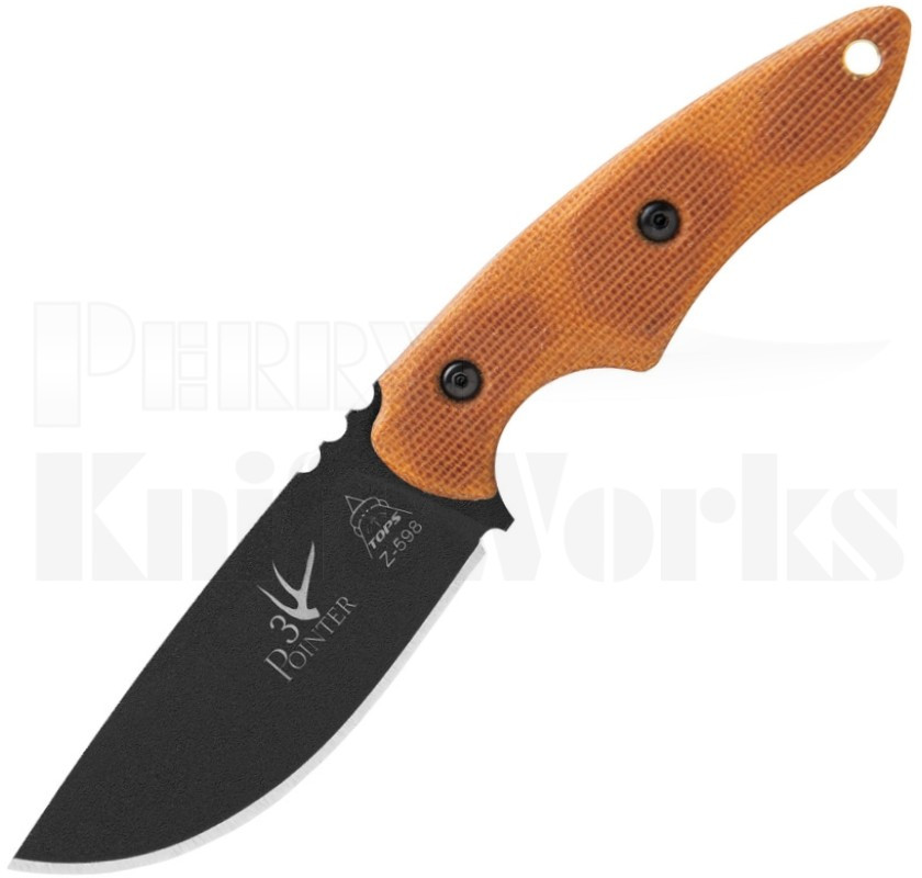 TOPS Knives 3 Pointer Fixed Blade Knife Tan Micarta