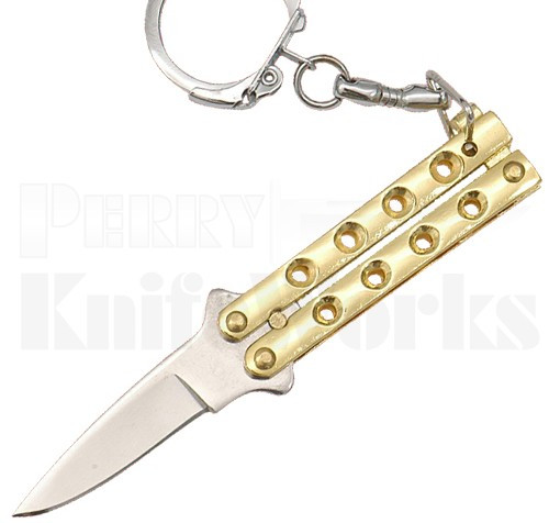 Mini Gold Key Chain Balisong Butterfly Knife l *For Sale*