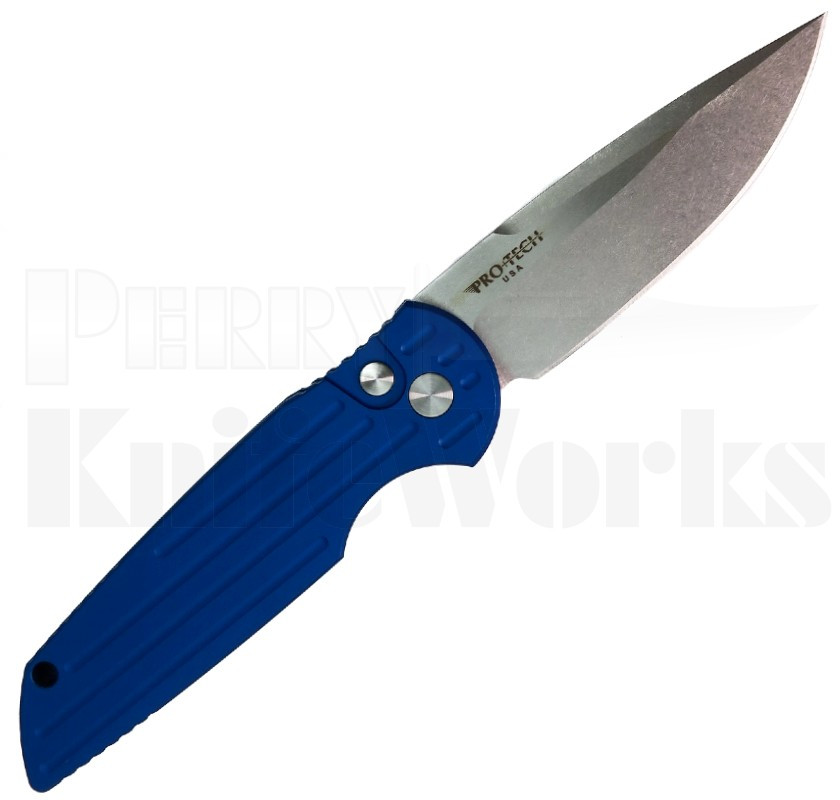 Pro-Tech TR-3 Automatic Knife Blue Left-Handed l 3.5" Stonewash