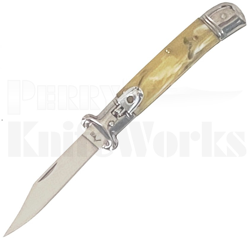Milano 8" Leverlock Shell Puller Automatic Knife Cream Swirl