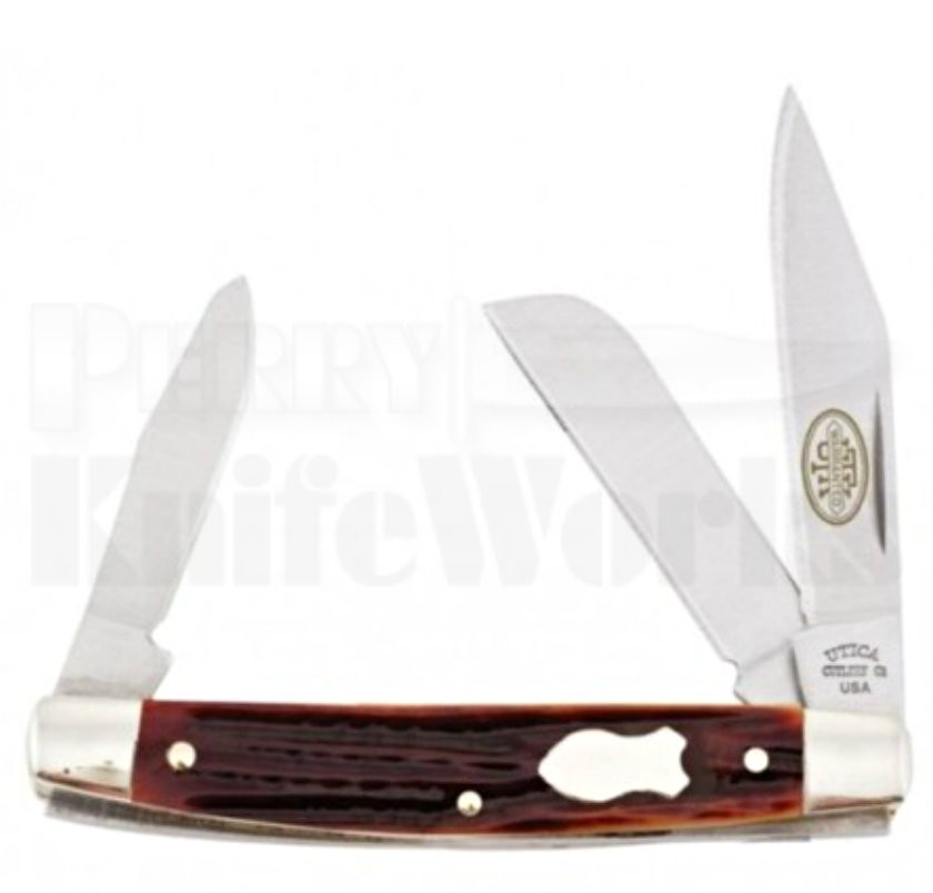 Utica Cutlery Catskill Brown Bone Serpentine Stockman Knife (Satin ...