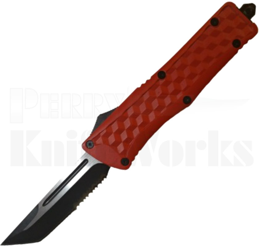 Delta Force Red Tanto Partially Serrated OTF Automatic Knife l Sale