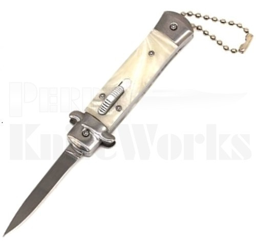 Italian Style 5" Mini White Swirl Stiletto OTF Automatic Knife