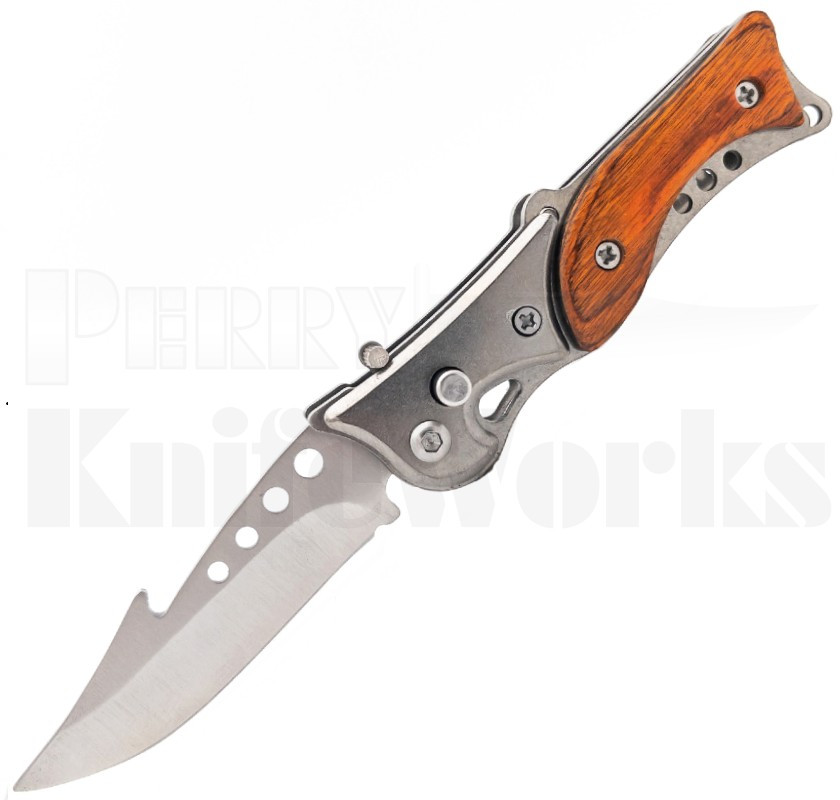 Milano Mini Automatic Knife Wood l Satin Blade