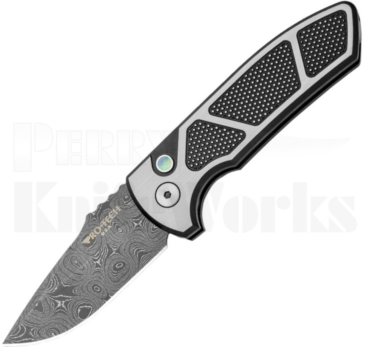 Protech Sbr Steel Custom Automatic Knife 2 Tone L Damascus Blade