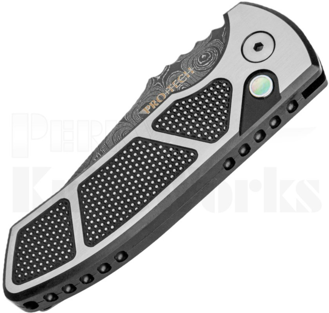 Protech Sbr Steel Custom Automatic Knife 2 Tone L Damascus Blade