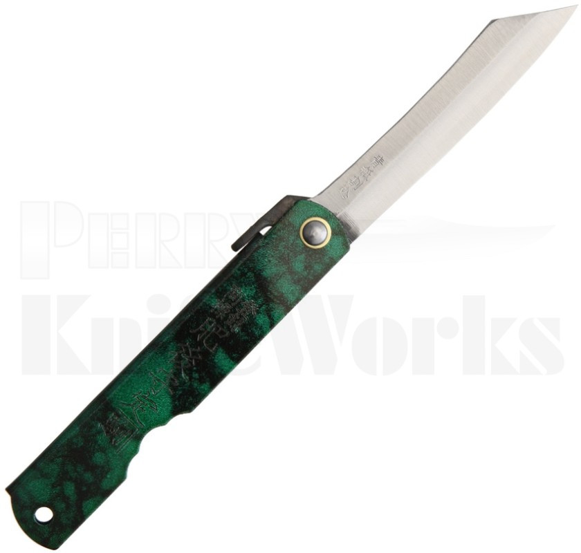 Nagao Higonokami Friction Folder Jade Green l Satin Blue Steel Blade