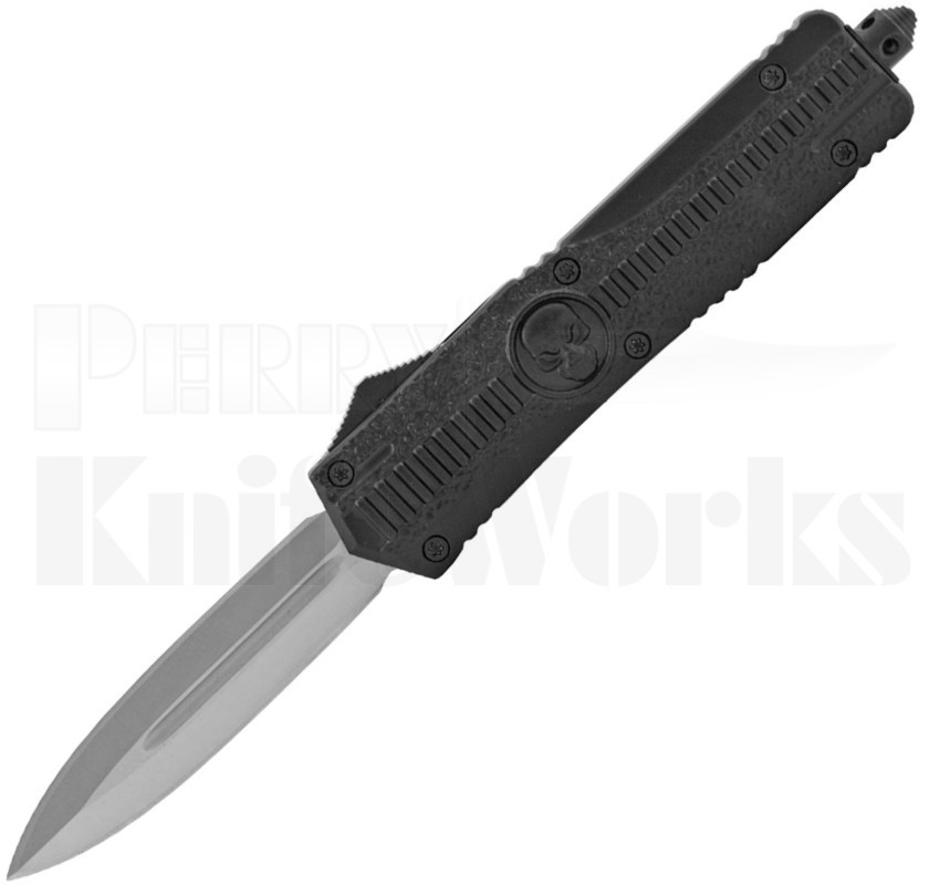 Delta Force Black OTF Automatic Knife Skull l Satin Dagger