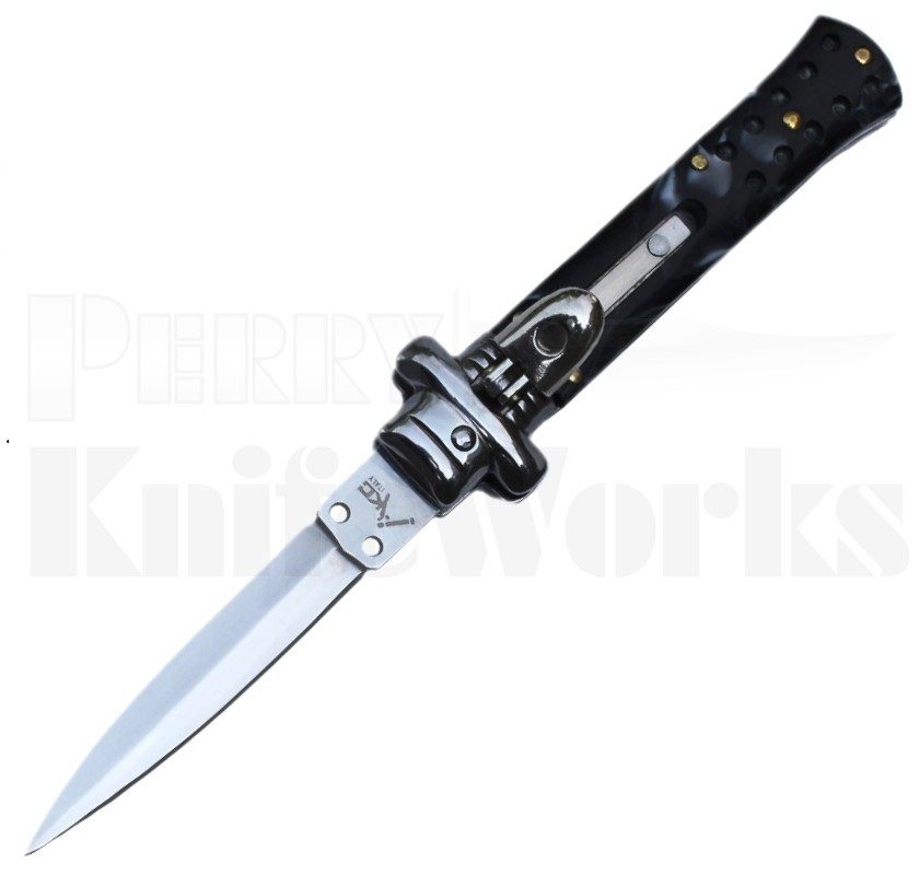 Milano 8" Leverlock Dagger Automatic Knife Black Marble