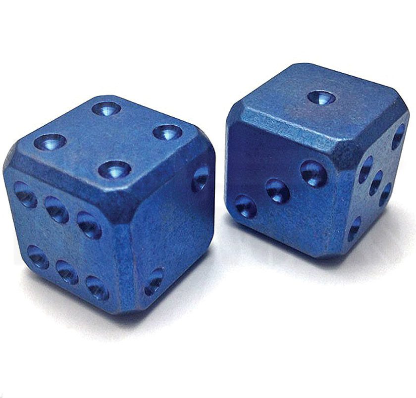Flytanium Large Cuboid Titanium 2 Dice Set l Blue Stone Wash l Perry