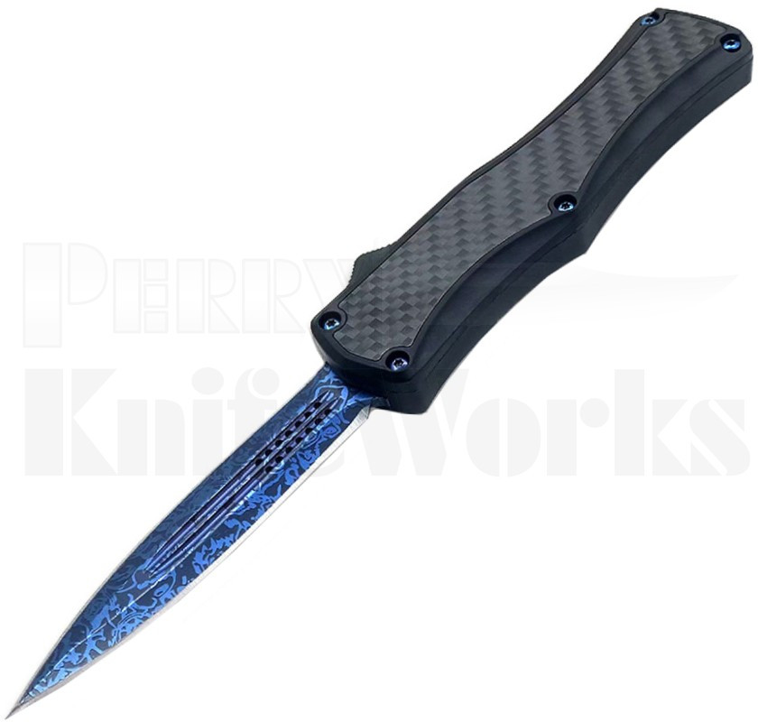 Delta Force Carbon Fiber Automatic OTF Knife l Blue Blade