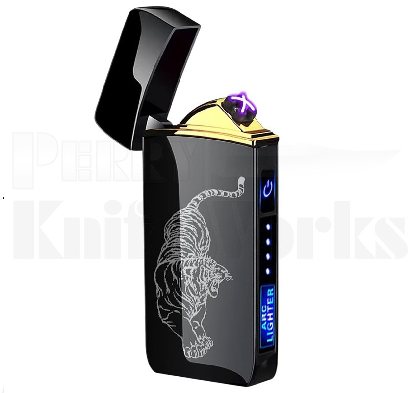 Classic Fashionable USB Rechargeable Arc Lighter Black Tiger