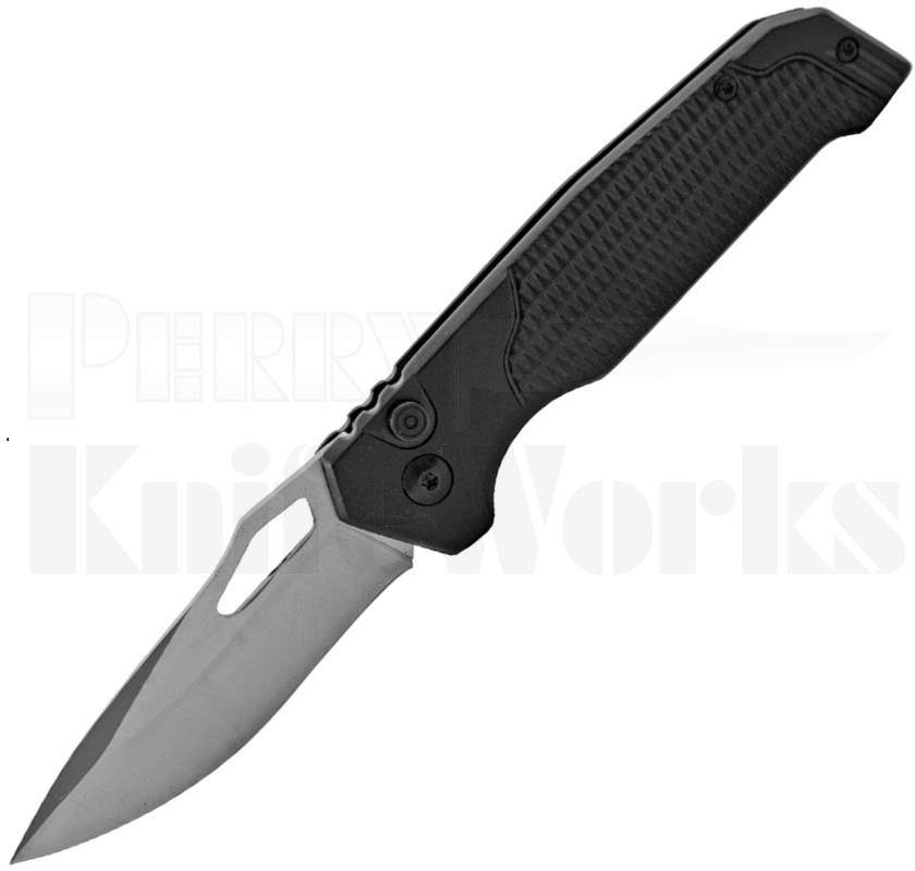Delta Force Automatic Knife Black Knurled l Satin Blade