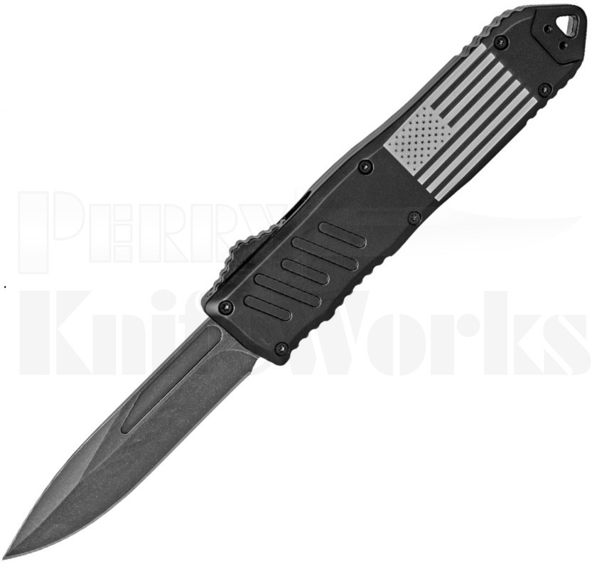 Delta Force OTF Automatic Knife US Flag l Blackwash Blade