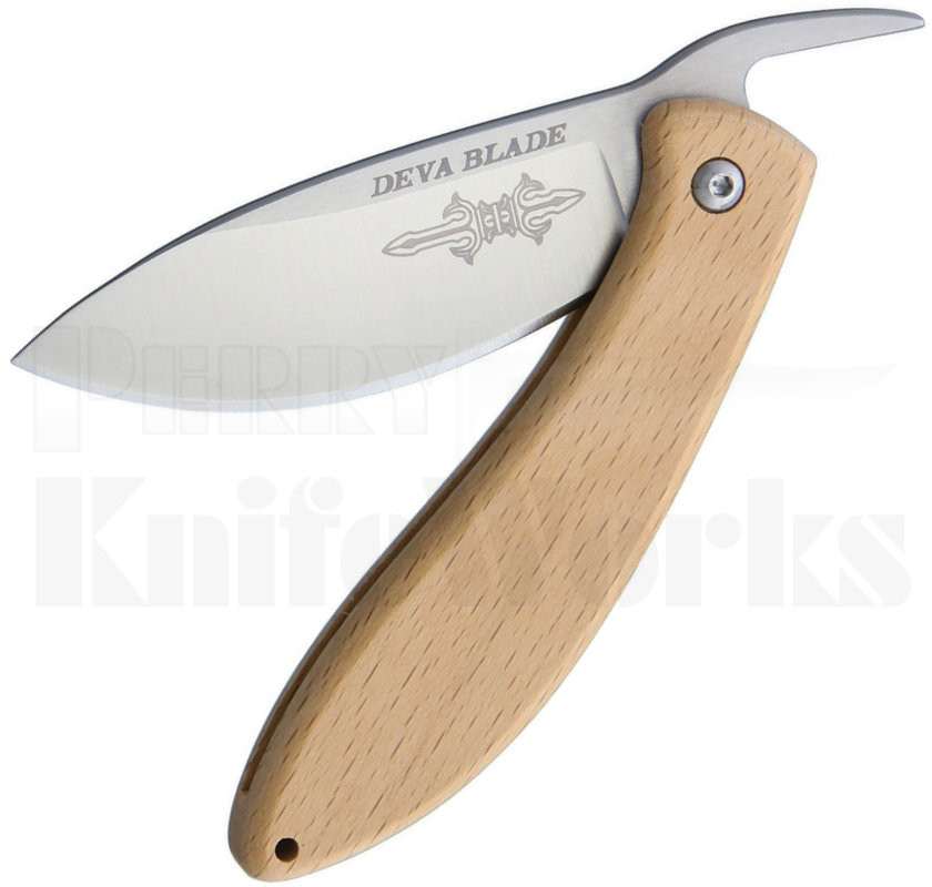 Deva Blade Skanda Friction Folder Knife Beech Wood l Perry Knifeworks