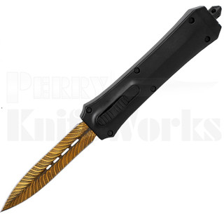 Delta Force D/A OTF Dagger Automatic Knife Black l Gold Blade