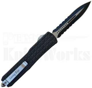 Cutting Edge Triad Black OTF Automatic Knife Spear Point Serrated