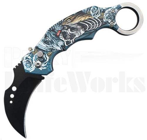 Delta Force Carbon Fiber Automatic Karambit Knife l Black Blade