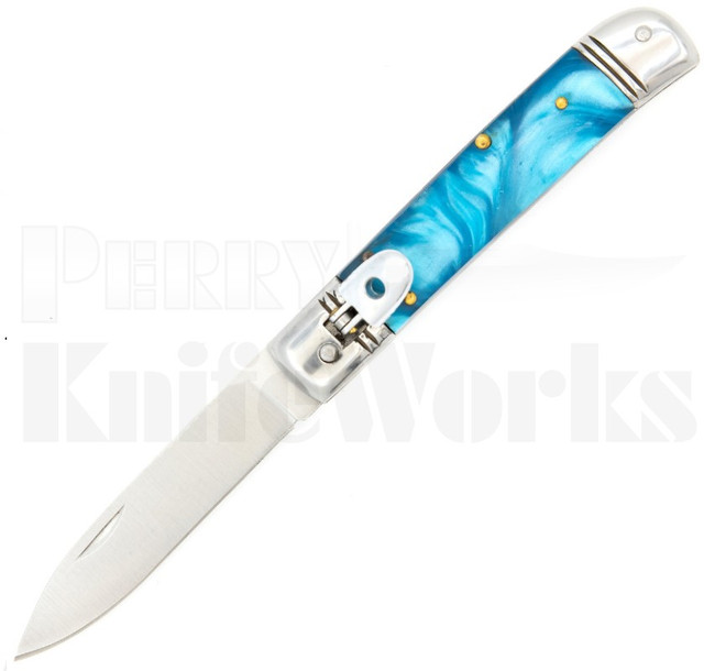 Milano 8" Lever Lock Automatic Knife Blue Pearl