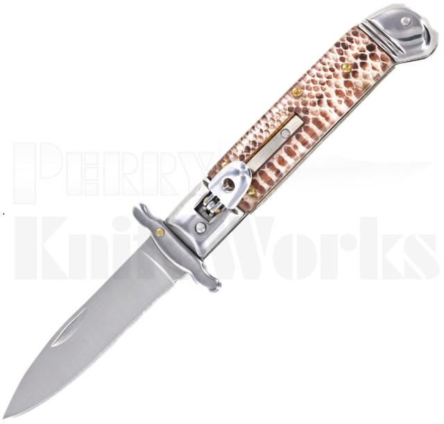 Milano 8" Leverlock Swinguard Automatic Knife Snake Skin