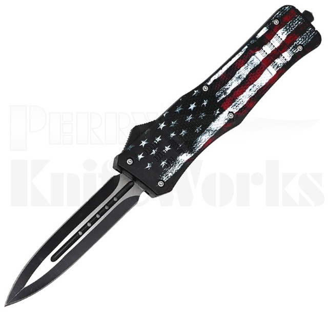 Delta Force OTF Automatic Knife American Flag l 2-Tone Dagger