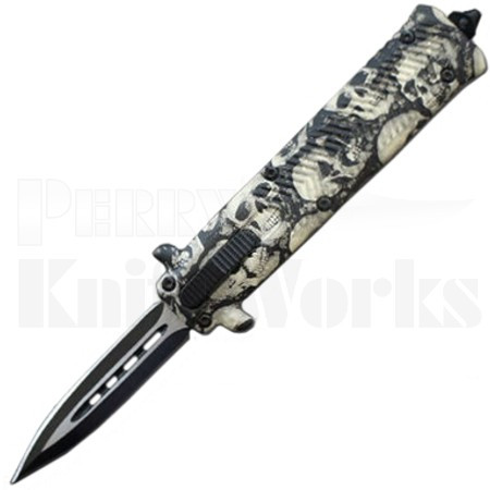 Delta Force Skull Automatic Knife l 2-Tone Dagger Blade