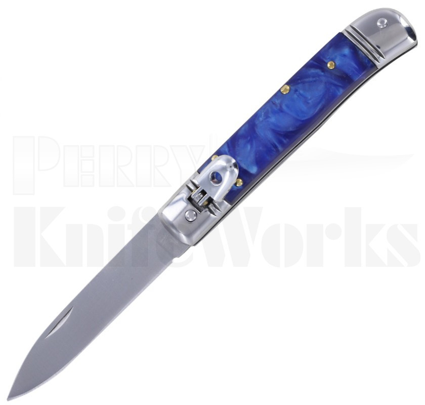 Milano 8" Lever Lock Automatic Knife Blue Swirl