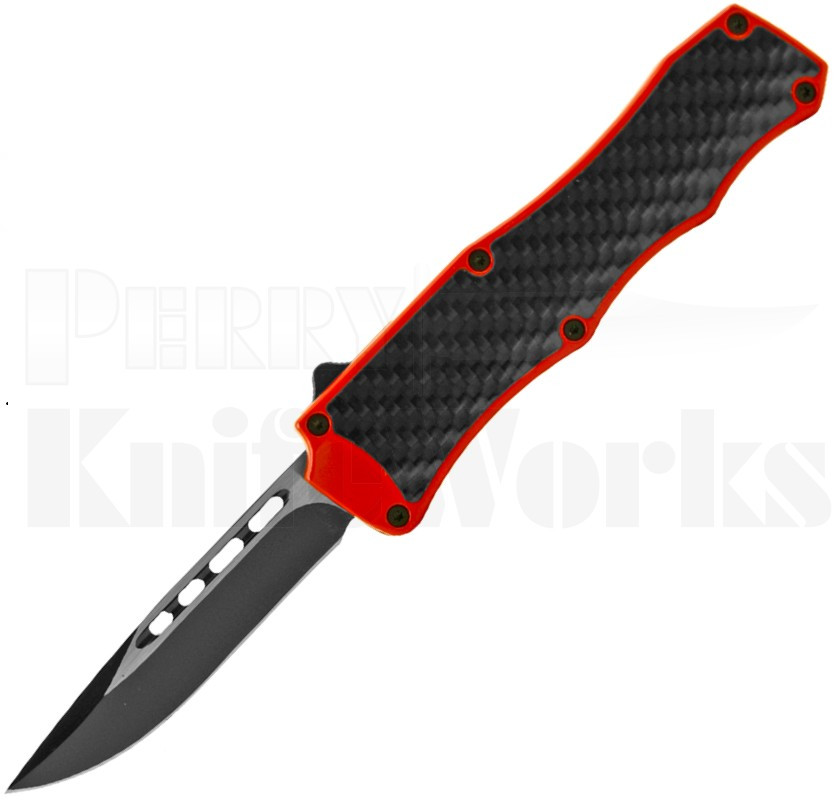 Delta Force Carbon Fiber Automatic OTF Knife Red l Two-Tone Blade