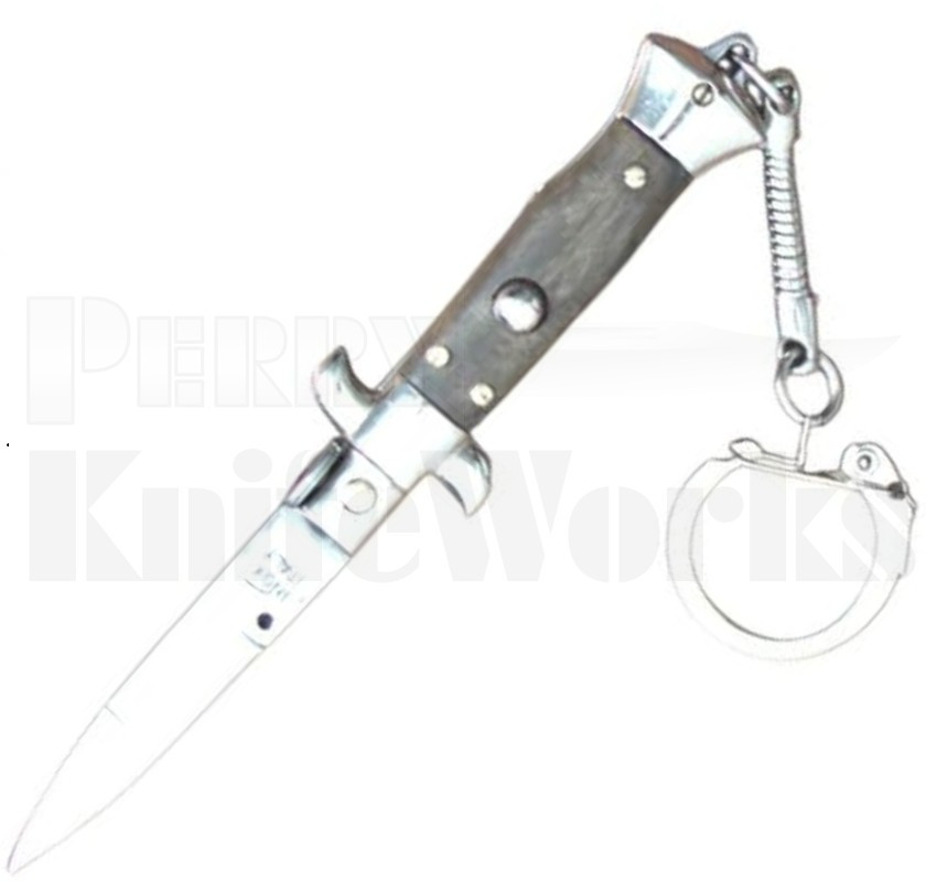 SKM 4" Italian Stiletto Keychain Automatic Knife Faux Wood